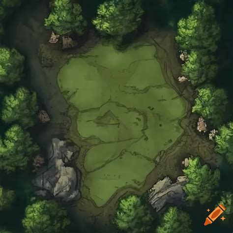 Detailed Dandd Battlemap Of Forest Clearing With Pit On Craiyon