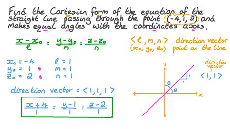 question video finding the cartesian form of the equation of the straight line that passes