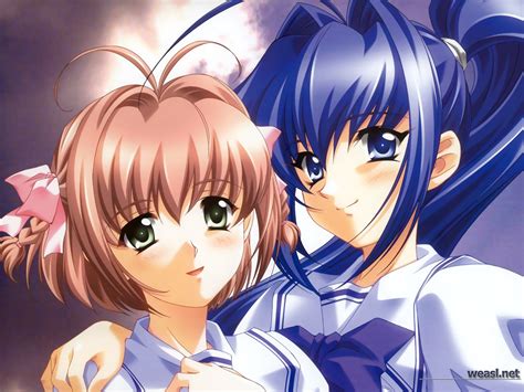 Two Women Green Eyes Blue Hair Blue Eyes Hayase Mitsuki Suzumiya