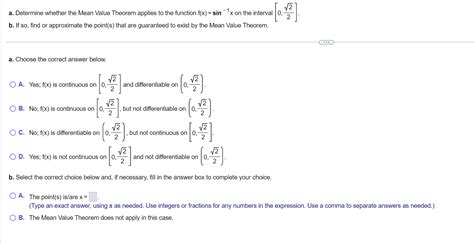 solved a determine whether the mean value theorem applies