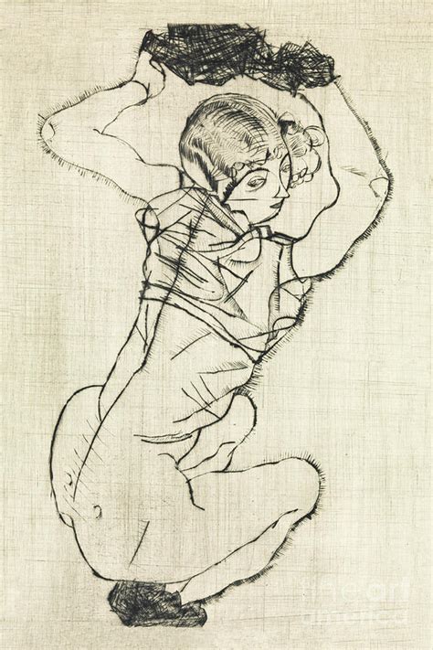 Naked Lady Squatting Woman 1914 Egon Schiele Photograph By Roberto