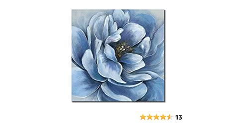 YAYNICE Blue Flower Canvas Wall Art Flower Blossoming Picture Print