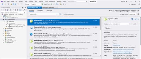 blazorでaspose cellsを実行する方法 documentation