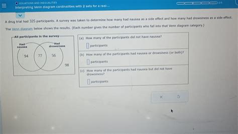 EQUATIONS AND INEQUALITIES Interpreting Venn Diagram Cardinalities