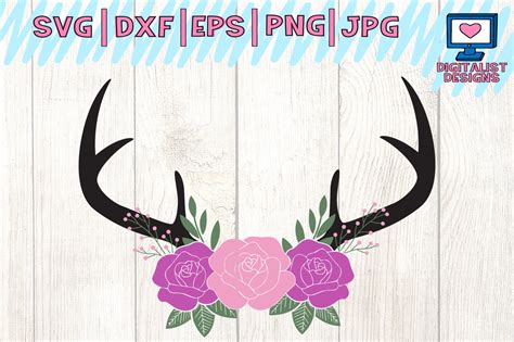 Floral Antlers Deer Svg File Antlers Svg Cricut Design Space By
