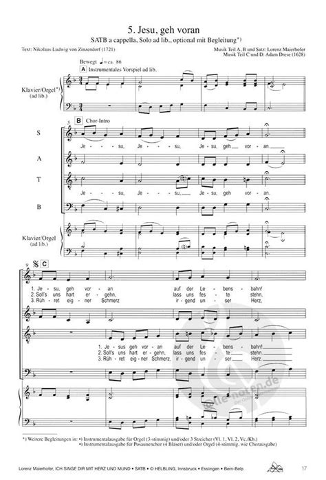 Ich Singe Dir Mit Herz Und Mund Noten F R Gemischten Chor