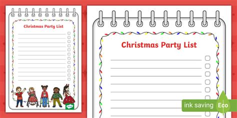 Christmas Party List Template Profesor Hizo Twinkl