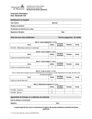 Remplissable En Ligne Psy Umontreal Facult Des Arts Et Des Sciences Fax