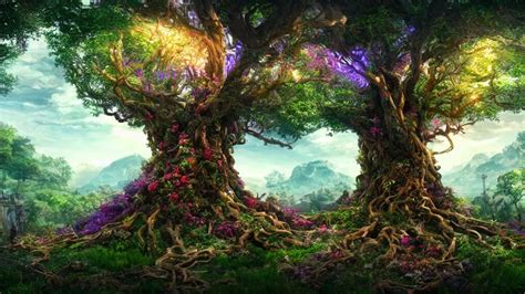 Fantasy Tree Of Life In Garden Of Eden Hd Hdr Stable Diffusion