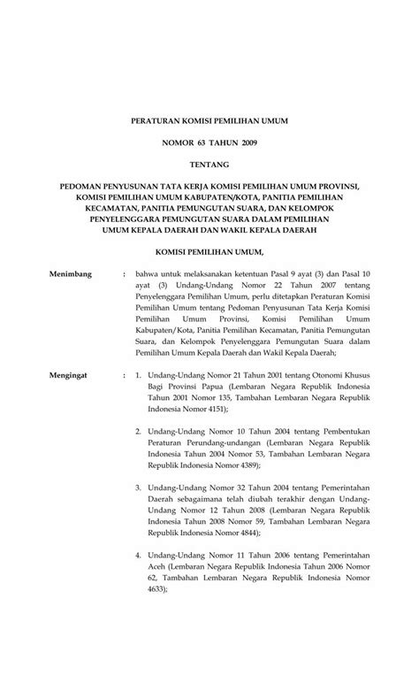 PDF KEPUTUSAN KOMISI PEMILIHAN UMUM PEDOMAN PENYUSUNAN TATA KERJA