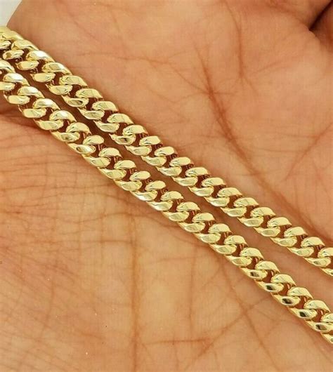 10K Yellow Gold Cuban Link Bracelet Anklet 8 Inches 4MM Thick Etsy