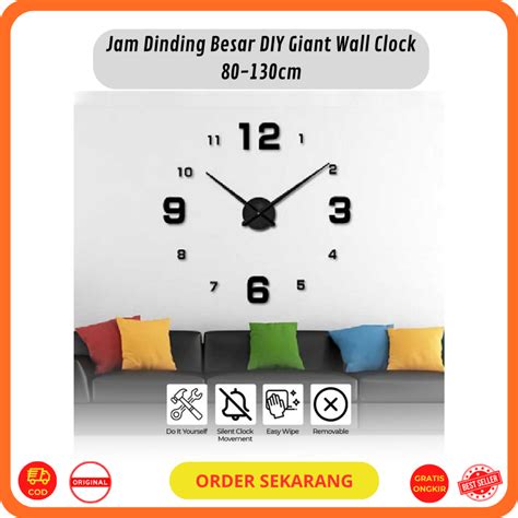 Jual Jam Dinding Besar Tempel Dinding Mewah Elegan DIY Giant Wall Clock