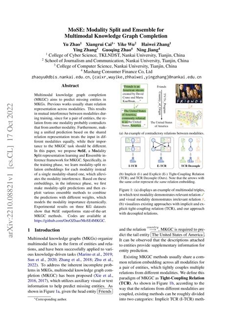 mose modality split and ensemble for multimodal knowledge graph completion deepai