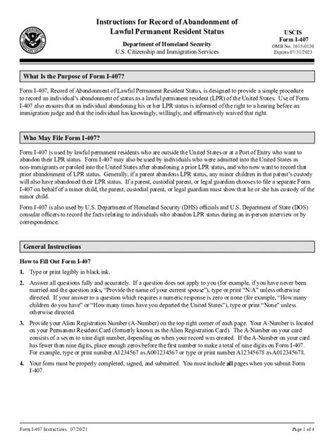 Instructions Permanent Resident Status Fill Online Printable