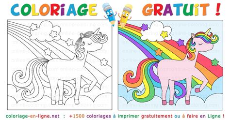 Coloriage Licorne arc en ciel Coloriage à imprimer ou à faire en ligne