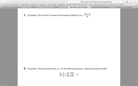 get answer give the first 5 terms of the sequence defined by an 2n 3 transtutors