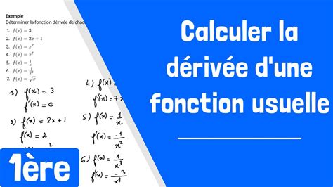 Comment calculer la dérivée d une fonction usuelle YouTube