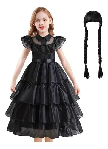 Disfraz De Merlina Adams Para Niña Vestido Wednesday Adams Cosplay