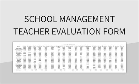 School Management Teacher Evaluation Form Excel Template And Google