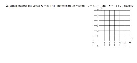 solved 2 [8 pts] express the vector w 5i 4j in terms of the