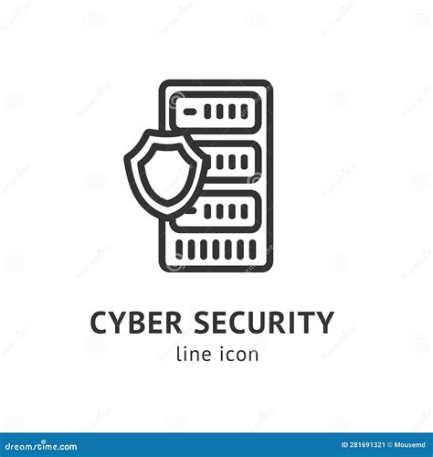 Cyber Security Sign Thin Line Icon Emblem Concept Vector Stock Vector