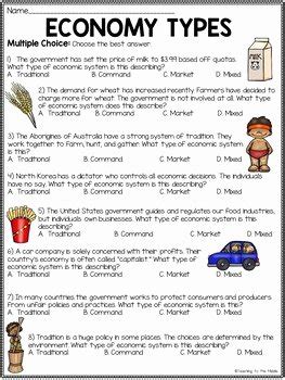 The Market Economy Worksheets