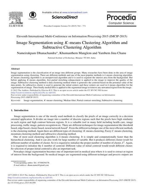 image segmentation using k means clustering algorithm and subtractive clustering algorithm 1