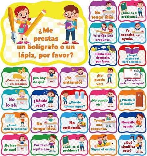 Amazon Kolldenn 24 Pcs Spanish Phrases Poster Classroom