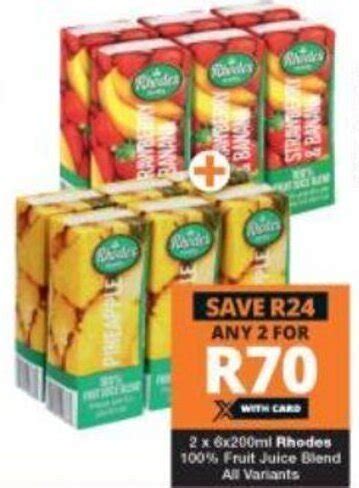 Rhodes 100 Fruit Juice Blend All Variants 2 X 6 X 200ml Offer At Checkers