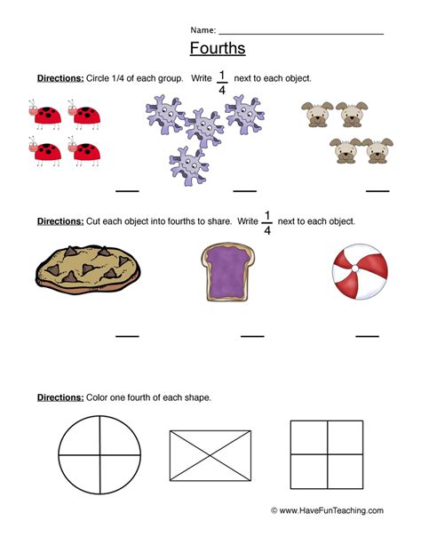 Fractions Fourth Worksheet Have Fun Teaching
