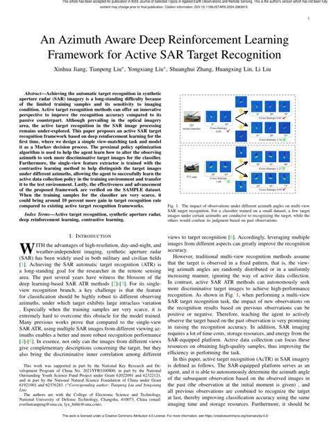 pdf an azimuth aware deep reinforcement learning framework for active sar target recognition