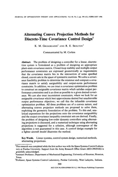 pdf alternating convex projection methods for covariance control design