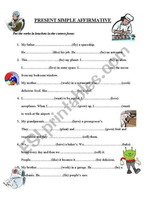 Present Simple Affirmative ESL Worksheet By Georgy2804
