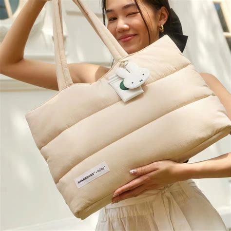 100 ของแท miffy miffy Starbucks ร วมแบรนด กระเป าถอ Preppy ส