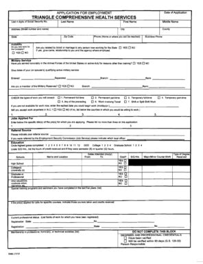 Fillable Online Trianglecomprehensive Date Of Application APPLICATION
