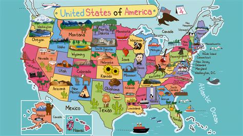 Mapa político de Estados Unidos con nombres
