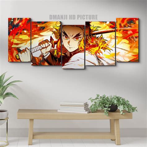 Jual POSTER KAYU MULTIPANEL SENJURO RENGOKU DEMON SLAYER HIASAN