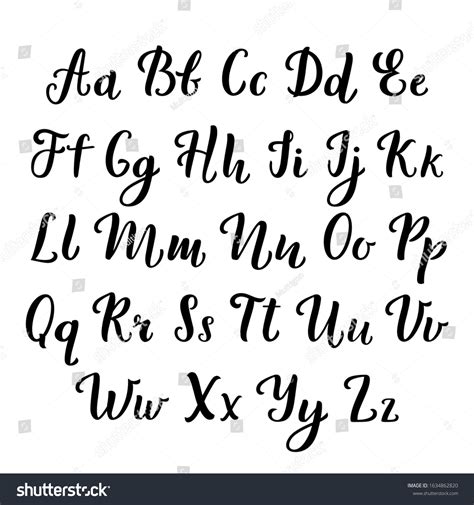 Hand Lettering Calligraphic Alphabet Script Letters Vector De Stock