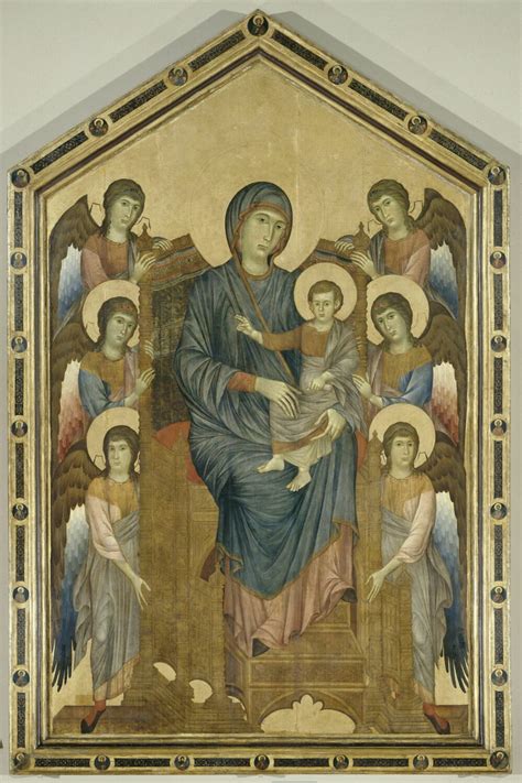 La Vierge et l Enfant en majesté entourés de six anges Maestà
