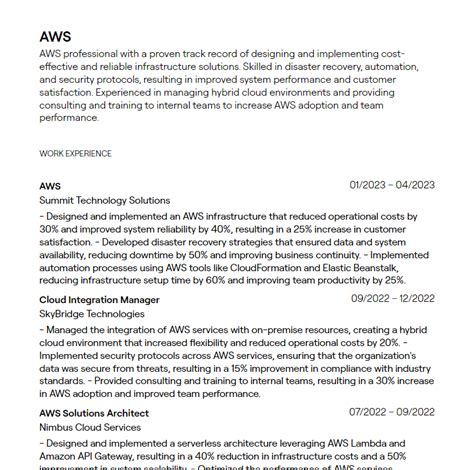 Aws Resume Examples With Guidance