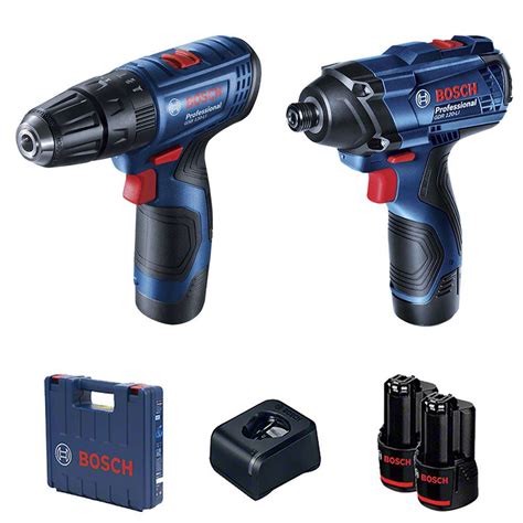 Kit Bosch Parafusadeira Furadeira GSB 120 LI E Chave De Impacto GDR 120