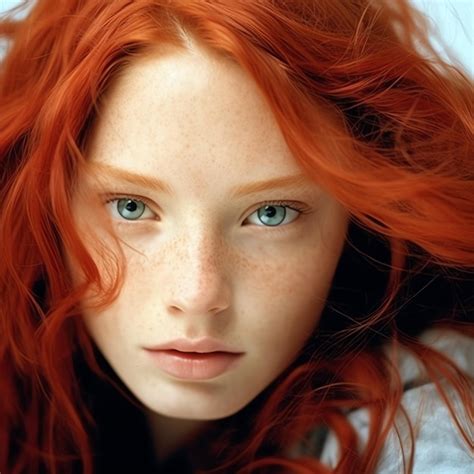Premium Photo A Woman With Red Hair And Freckles