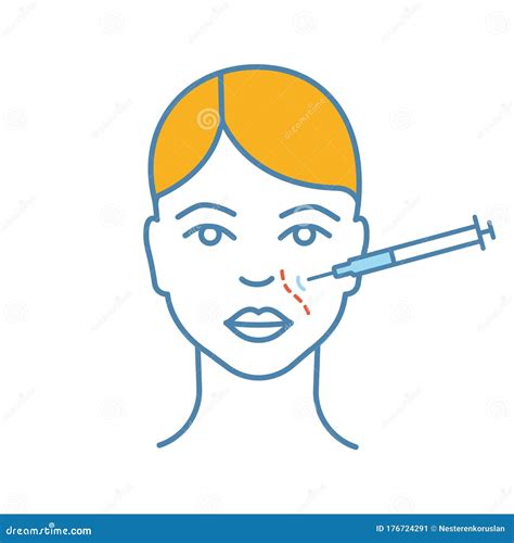 Nasolabial Folds Neurotoxin Injection Color Icon Stock Vector