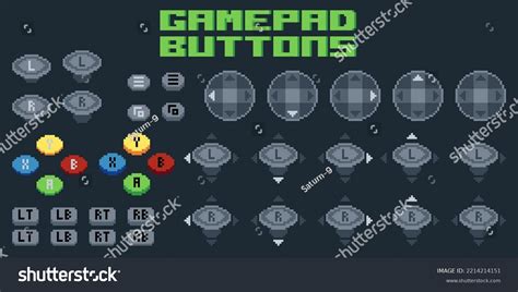 Pixel Art Gamepad Buttons Gamepad Buttons Stock Illustration