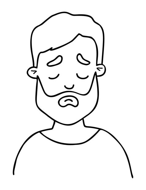 rosto masculino retrato de homem barbudo triste desenho de esboço do