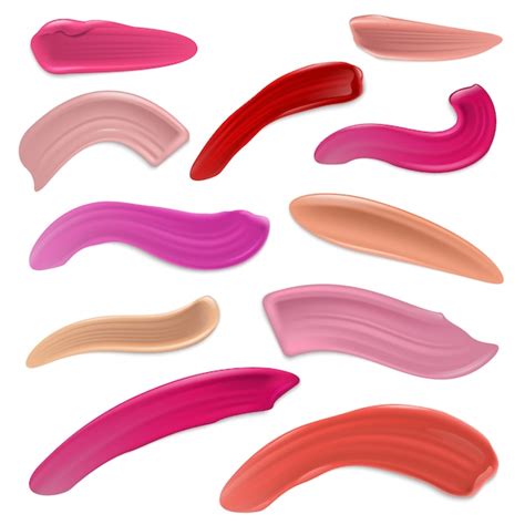 Premium Vector Red And Pink Lipstick Smears Beauty Makeup Lip Cream
