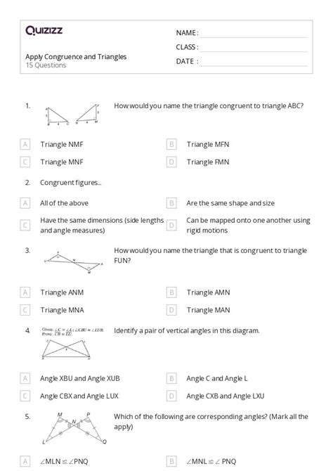 50 Congruence Worksheets For 10th Year On Quizizz Free Printable