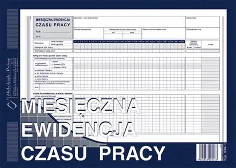 Miesięczna ewidencja czasu pracy A4 Biurwa pl artykuły biurowe i