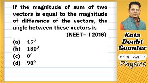 if the magnitude of sum of two vectors is equal to the magnitude of difference of the two