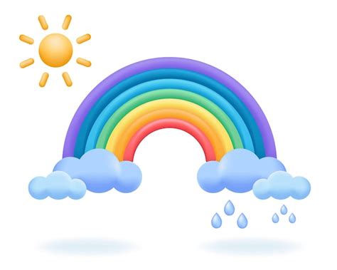Arc en ciel Coloré Avec Des Nuages De Pluie Et Du Soleil Icônes Météo